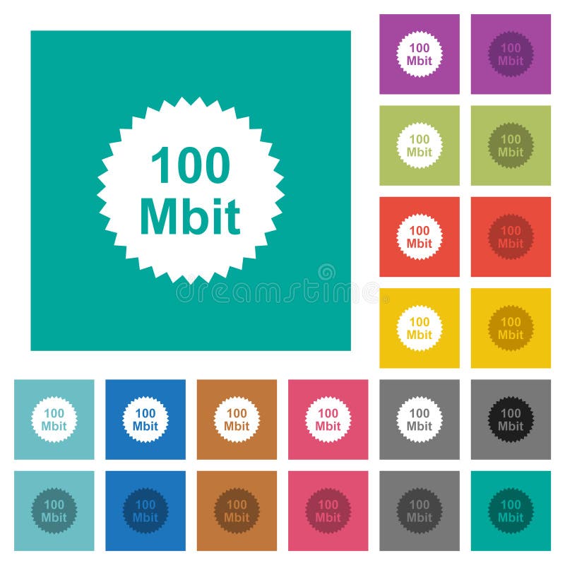 100 Mbit Guarantee Sticker Square Flat Multi Colored Icons Stock Vector ...