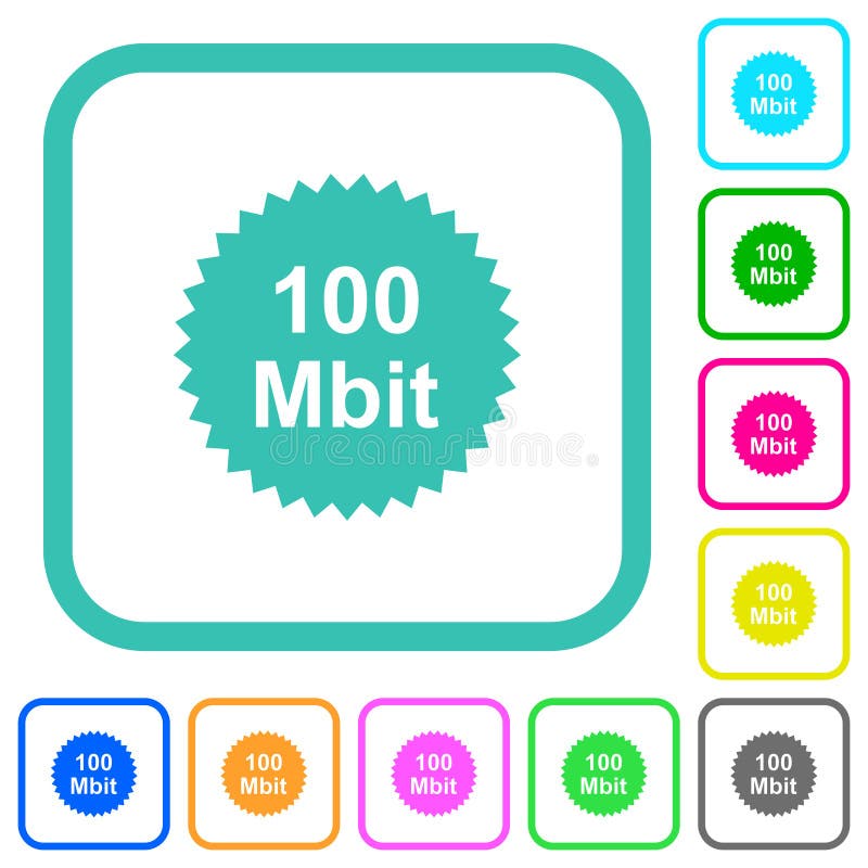 100 Mbit Guarantee Sticker Vivid Colored Flat Icons Stock Vector ...