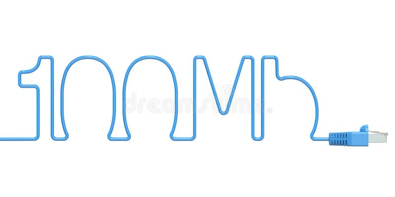 100 Mbps Internet Concept, Computer Network Cable. 3D Rendering Stock ...