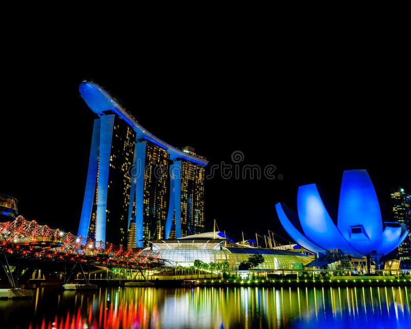 MBS Singapore stock photo. Image of tour, night, singapore - 148604228