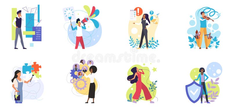 MBTI, Mindset Types of People Set, Characters with Different Mind ...