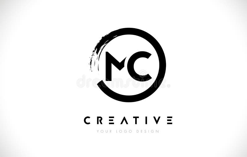 MC Letter Logo with Circle Brush Design and White Background Stock ...