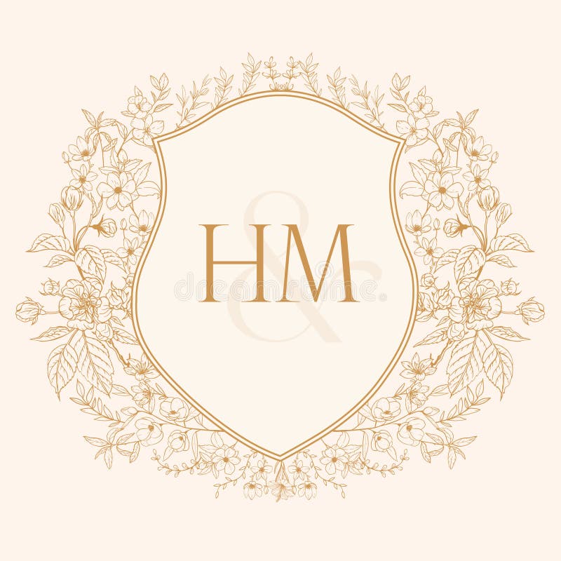 HM Initial Wedding Monogram Logo Crest Stock Vector - Illustration of ...