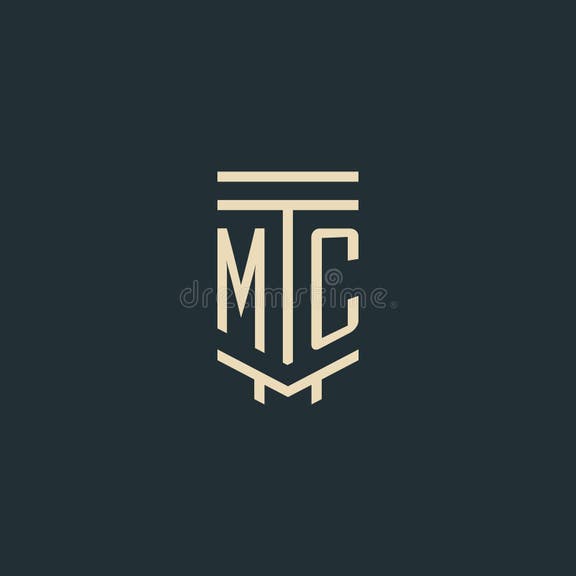 MC Initial Monogram with Simple Line Art Pillar Logo Designs Stock ...