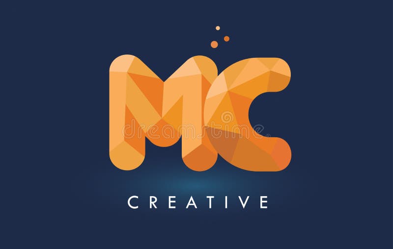 MC Letter with Origami Triangles Logo. Creative Yellow Orange or Stock ...