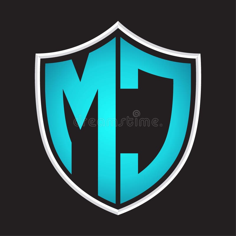 MC Logo Monogram with Shield Shape Isolated Blue Colors on Outline ...