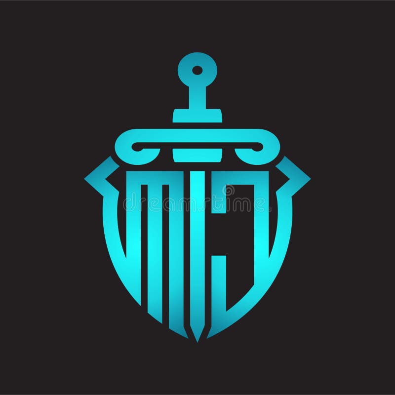 MC Logo Monogram with Sword and Shield Combination Isolated Blue Colors ...