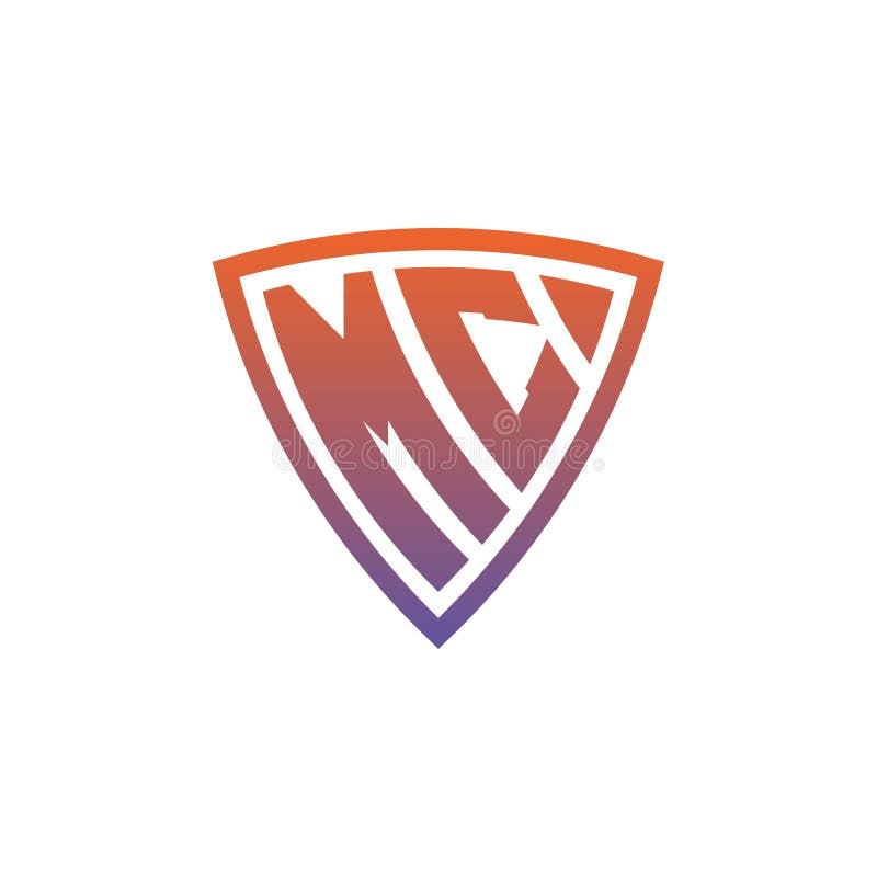MC Logo Shield Monogram Gradient Style Design Stock Vector ...