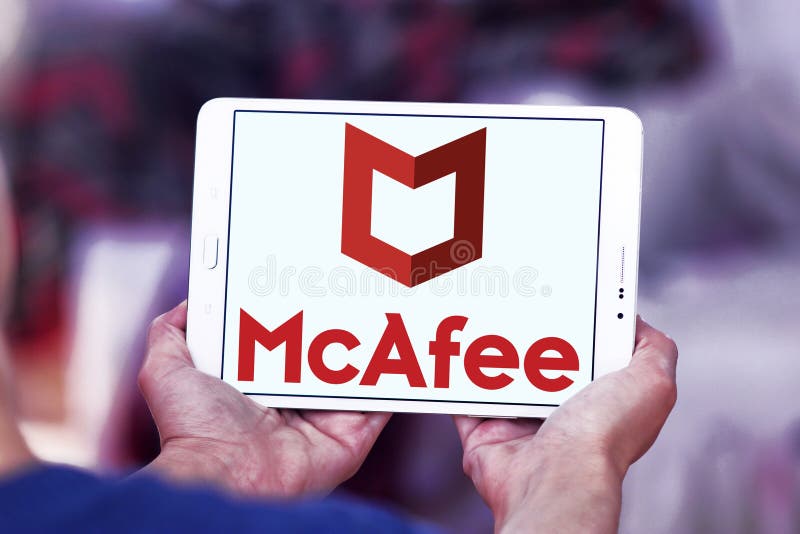 McAfee company logo editorial photo. Image of company - 105557391