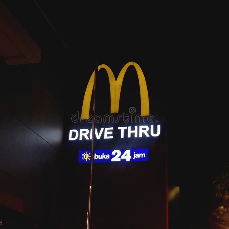 Mcd Drive Thru at night editorial image. Image of text - 278306785