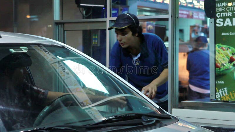 McDonalds Drive Thru Worker Hands Drink Not Wearing Face Mask Close Up ...