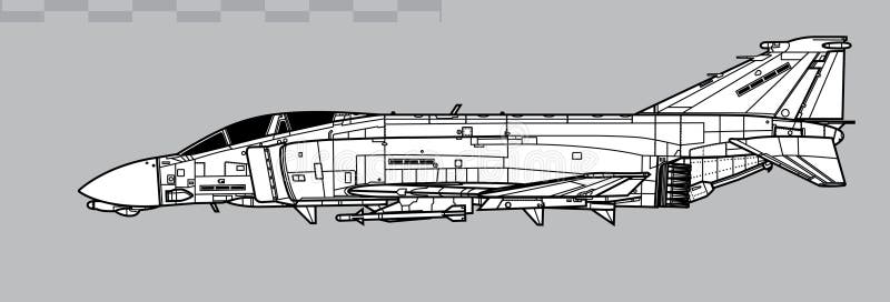 McDonnell Douglas F-4B Phantom II. Vector Drawing of Carrier Based ...