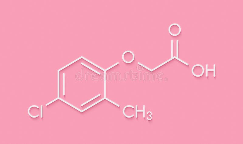 MCPA 2-methyl-4-chlorophenoxyacetic Acid Herbicide Molecule. Skeletal ...