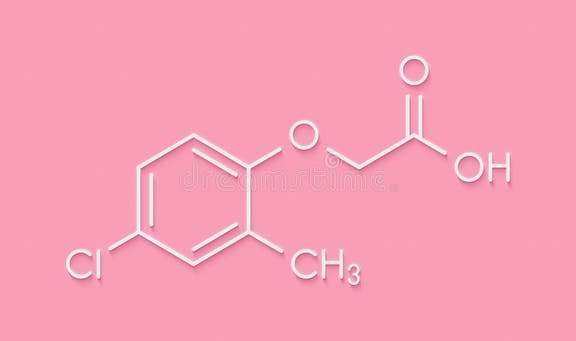 MCPA 2-methyl-4-chlorophenoxyacetic Acid Herbicide Molecule. Skeletal ...