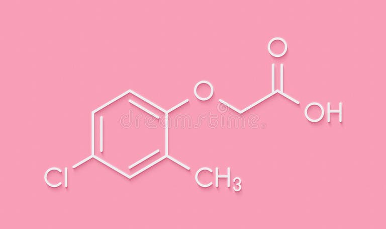 MCPA 2-methyl-4-chlorophenoxyacetic Acid Herbicide Molecule. Skeletal ...