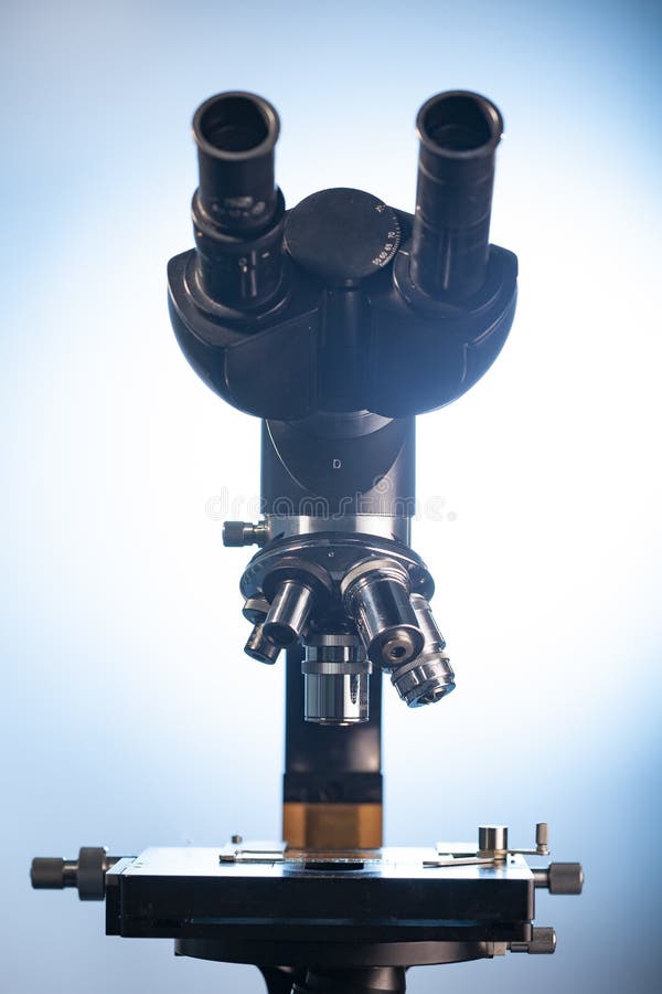 Microscope with Metal Lenses in a Research Laboratory. Stock Image ...
