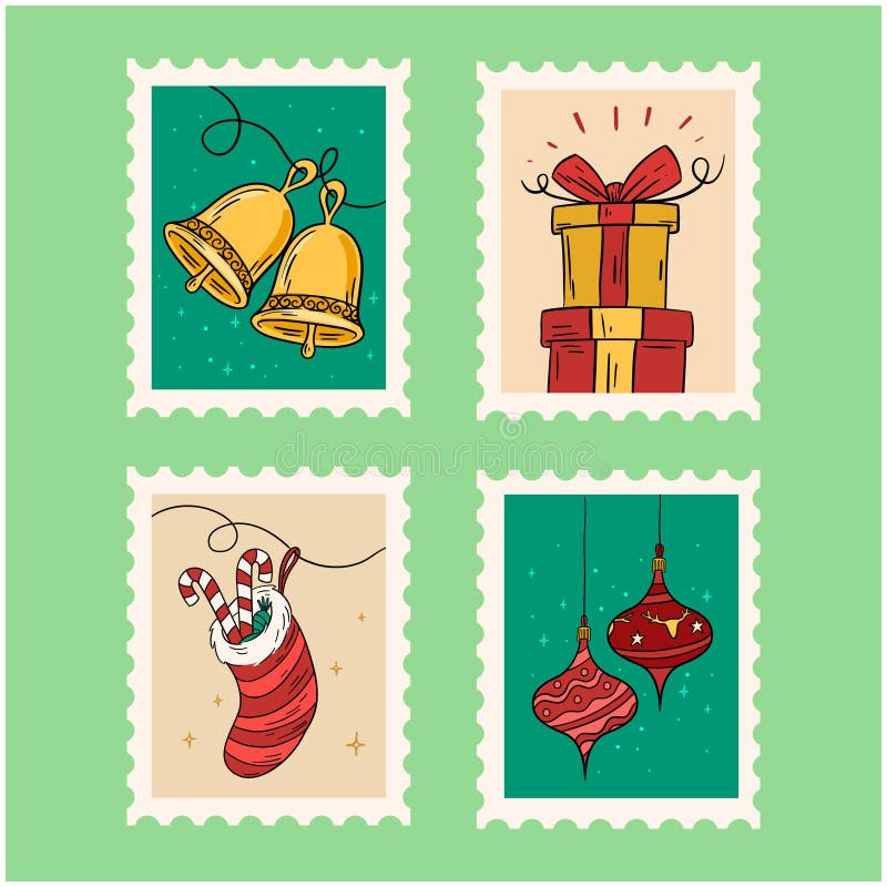 Christmas Postage Stamps Stock Illustration Stock Vector - Illustration ...