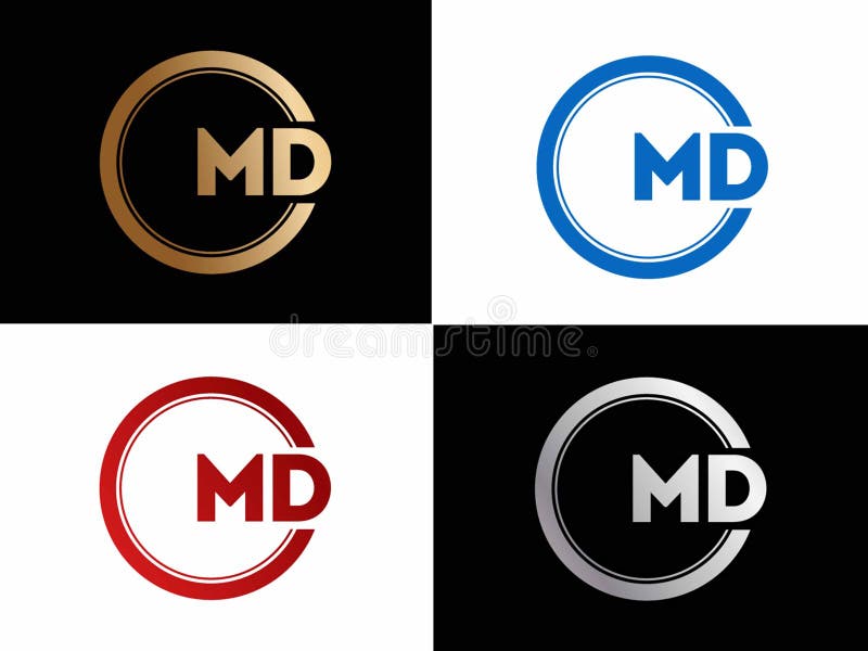 MD Initial Circle Shape Gold Color Later Logo Design Stock Vector ...