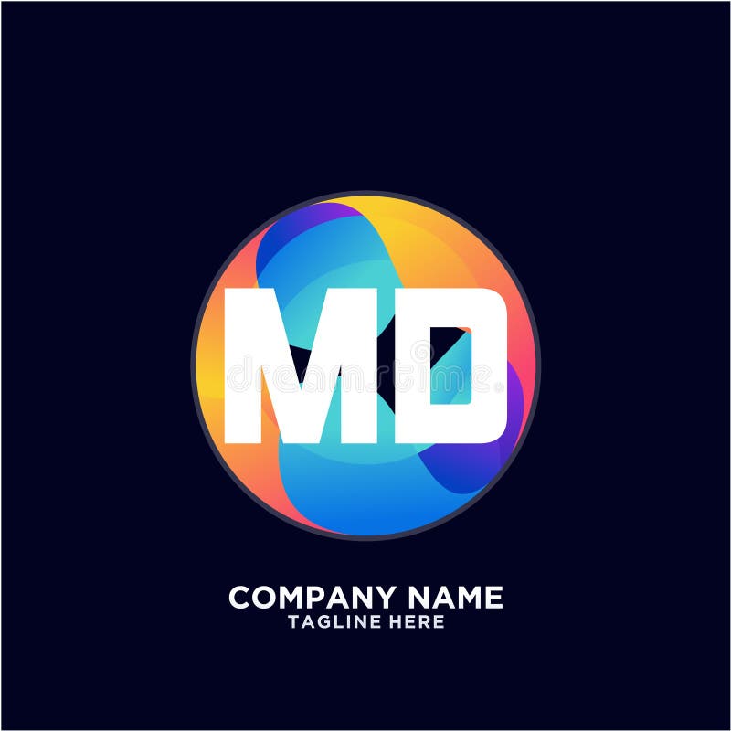 MD Initial Logo with Colorful Circle Template Vector Stock Vector ...