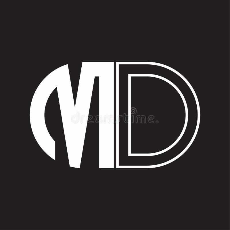 MD Letter Logo Monogram with Oval Shape Negative Space Design Template ...