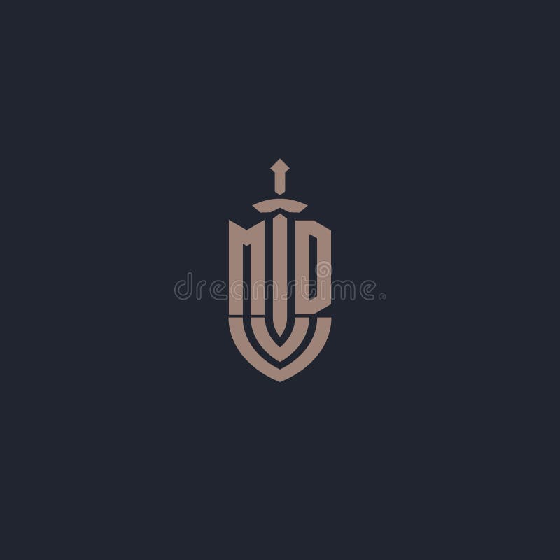 MD Logo Monogram with Sword and Shield Style Design Template Stock ...