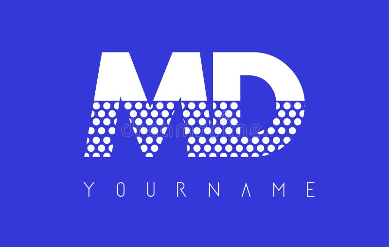 MD M D Dotted Letter Logo Design with Blue Background. Stock Vector ...