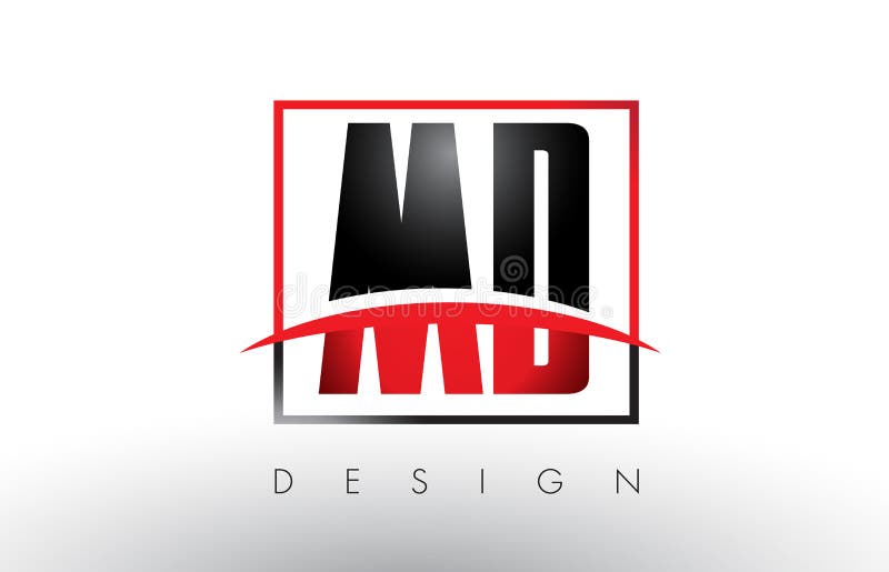 MD M D Logo Letters With Red And Black Colors And Swoosh. Stock Vector ...