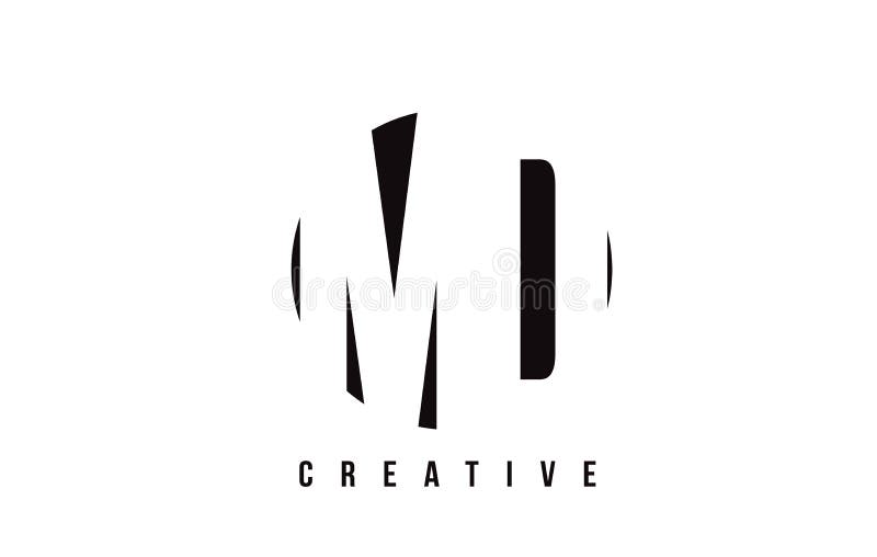 MD M D White Letter Logo Design with Circle Background. Stock Vector ...