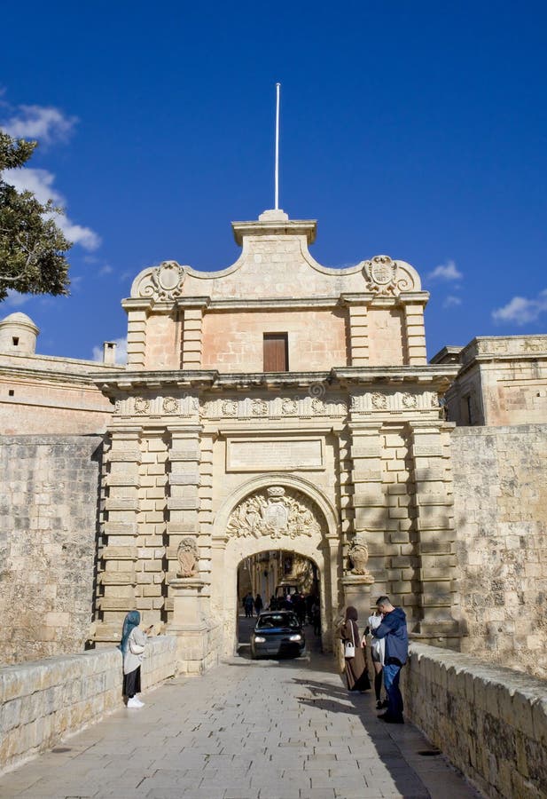 Mdina Gate in Mdina, Malta editorial stock photo. Image of baroque ...