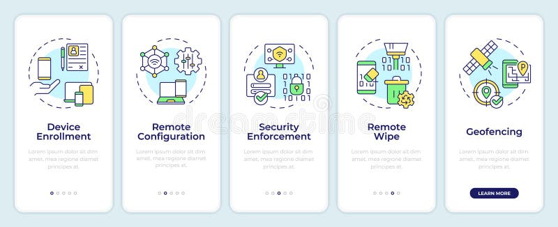 MDM Features Onboarding Mobile App Screen Stock Vector - Illustration ...