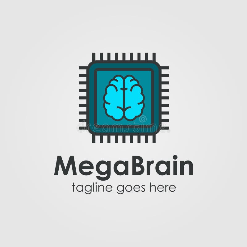 Mega Brain Logo Design Template Stock Illustration - Illustration of ...