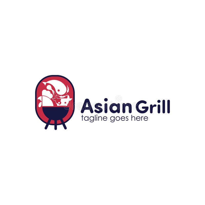 Asian Grill Logo Design Template Stock Illustration - Illustration of ...
