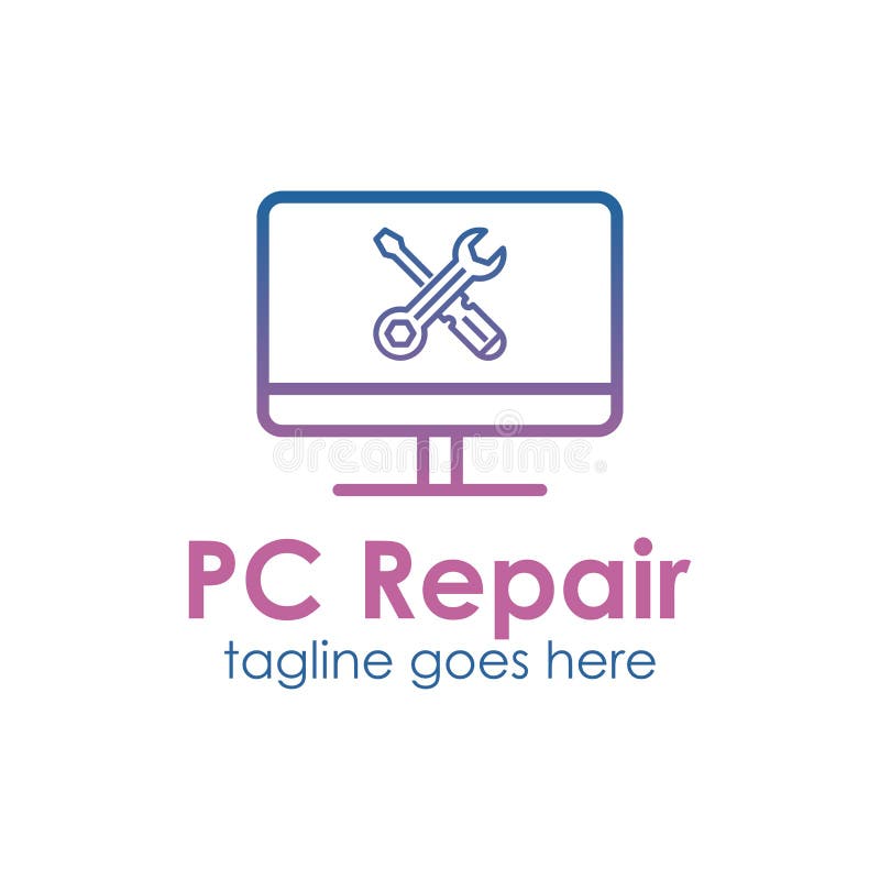 PC Repair Logo Design Template with Computer Tools Icon and Repair Icon ...