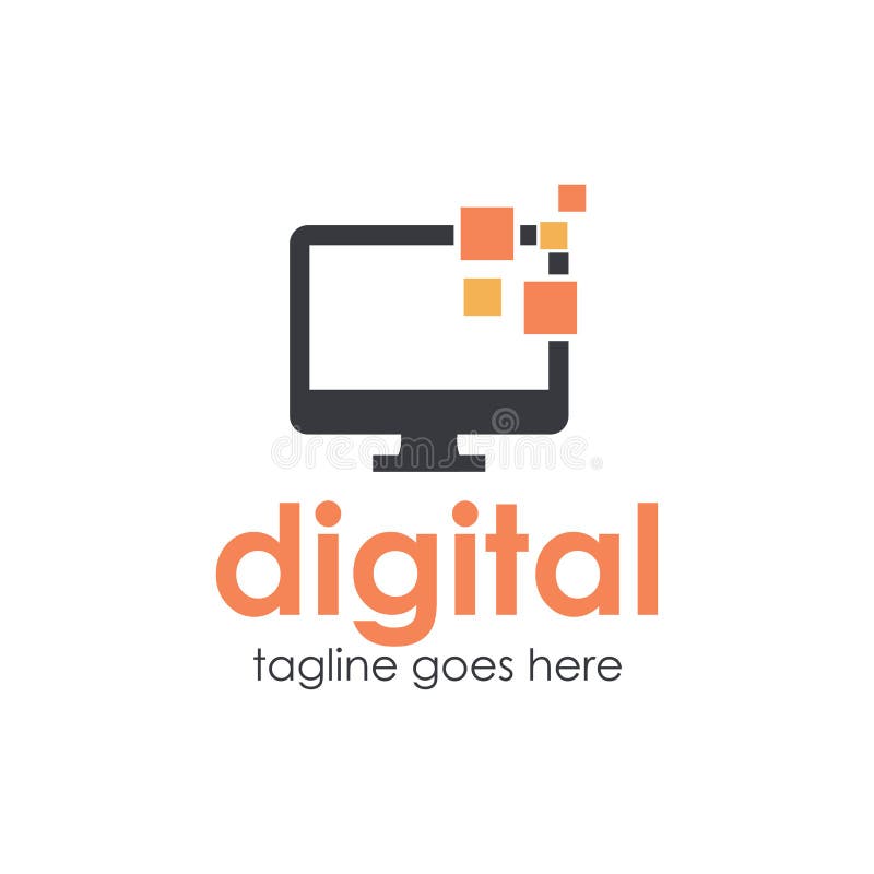 Digital Logo Design Template with Computer Tools Icon. Perfect for ...