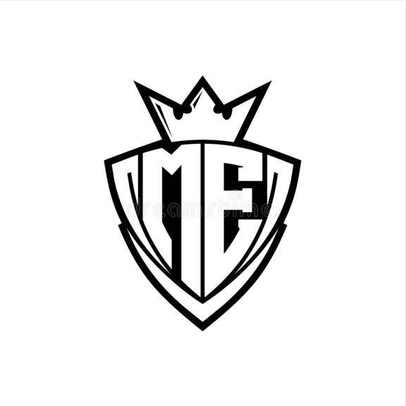 ME Letter Logo with Sharp Triangle Shield Shape with Crown Inside White ...