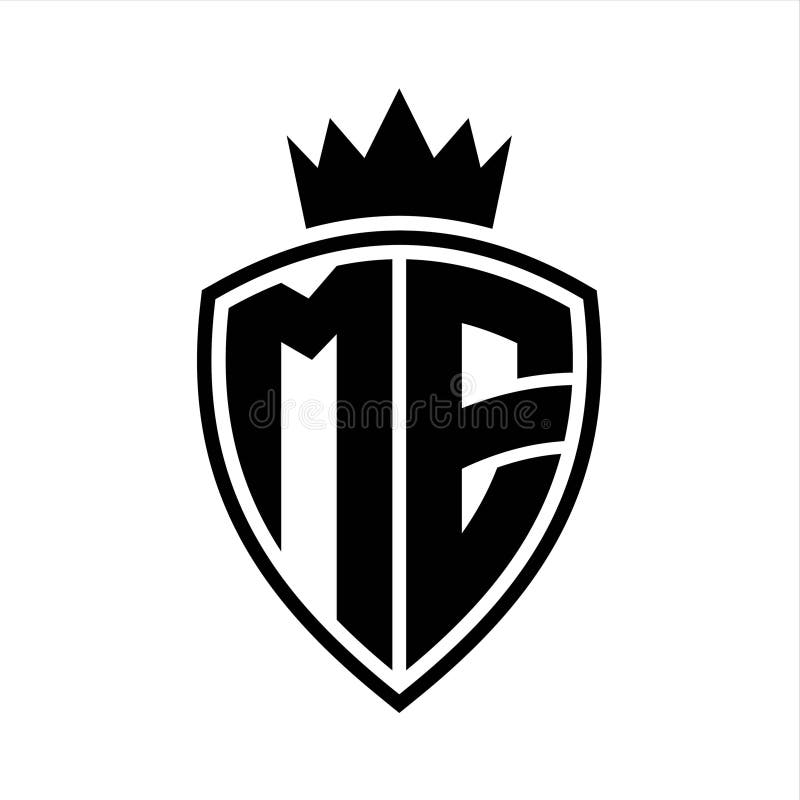 ME Letter Monogram Shield and Crown Outline Shape with Black and White ...