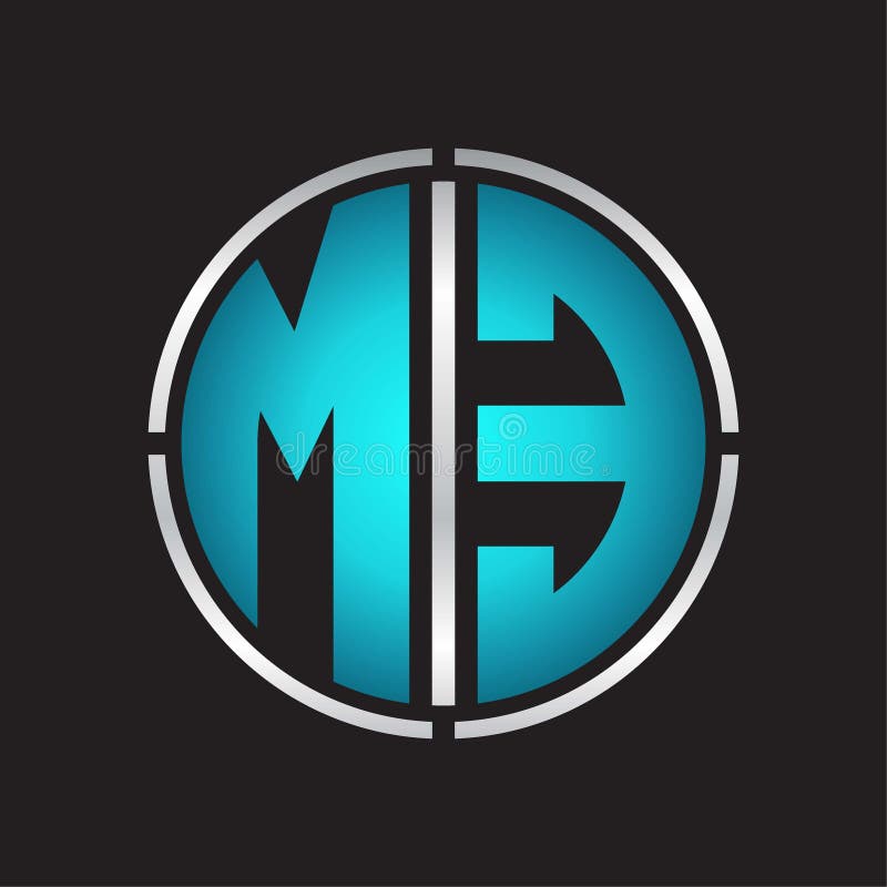 ME Logo Initial with Circle Line Cut Design Template on Blue Colors ...