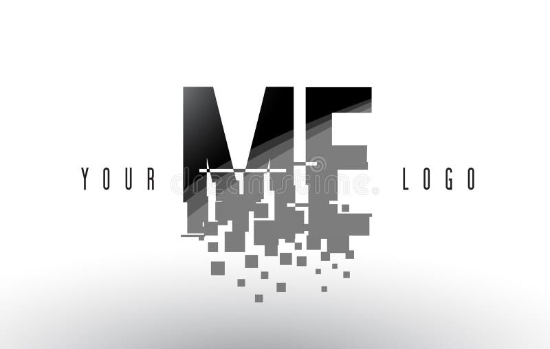 ME M E Pixel Letter Logo with Digital Shattered Black Squares Stock ...
