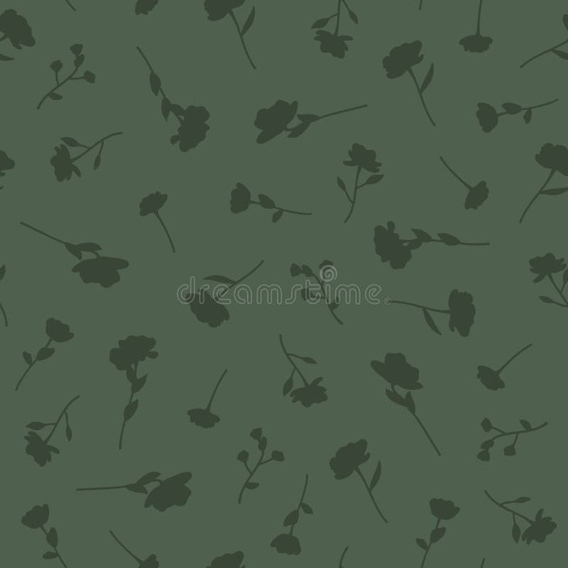 Random Scattered Green Silhouette Ditsy Flowers Stock Vector ...