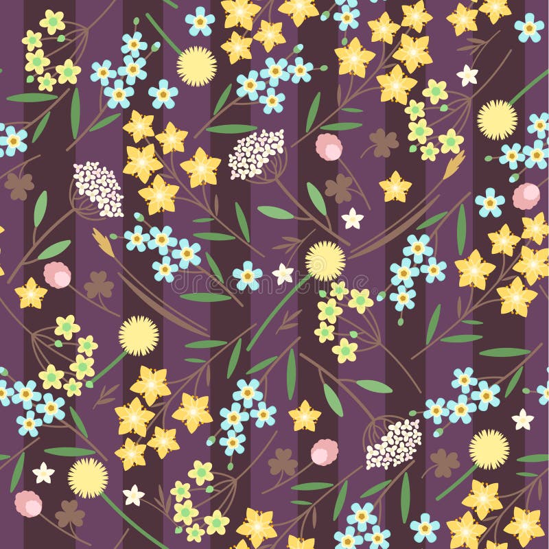 Meadow Flowers Seamless Pattern Stock Vector - Illustration of floral ...