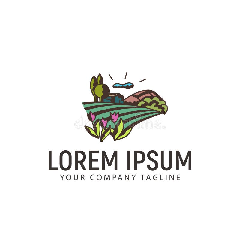Meadow Hand Drawn Logo Design Concept Template Design Concept Template ...