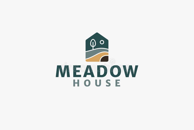Meadow House Logo with a Combination of a House Silhouette and a Meadow ...