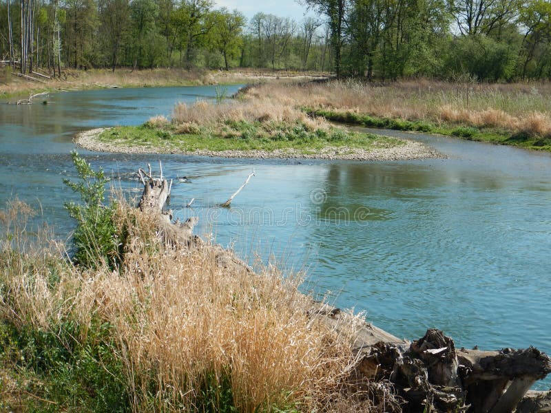 Landscape with a Crystal Clear River and Blue Water Stock Image - Image ...