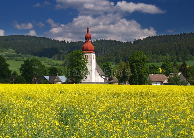 Meadow and old church stock photo. Image of europe, country - 5317002