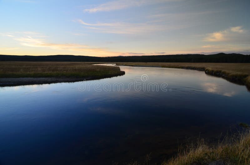 A Meadow River at Yellowstone National Park Stock Image - Image of ...