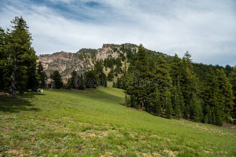 Meadow at Sun Notch on the Edge of Crater Lake Stock Image - Image of ...