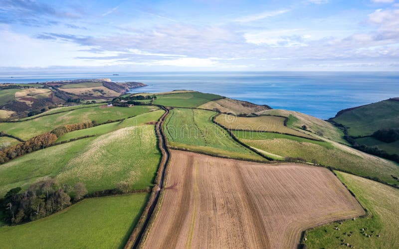 Meadows and Fields Over Devon in the Colors of Fall, England Stock ...