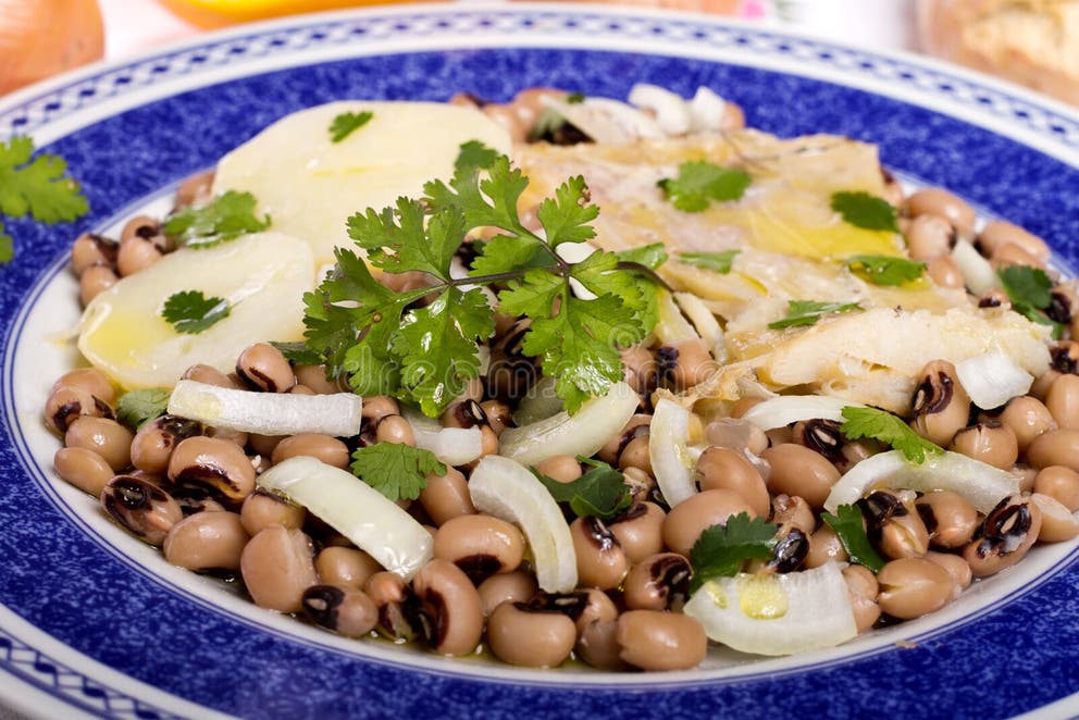 Meal with beans and cod stock image. Image of cuisine - 20156193