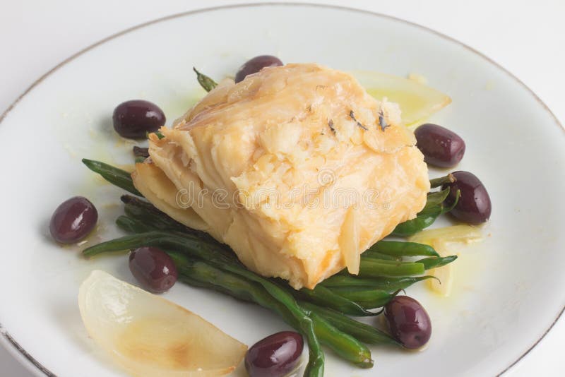 Meal of Boiled Cod Fish stock photo. Image of meal, delicious - 83140794