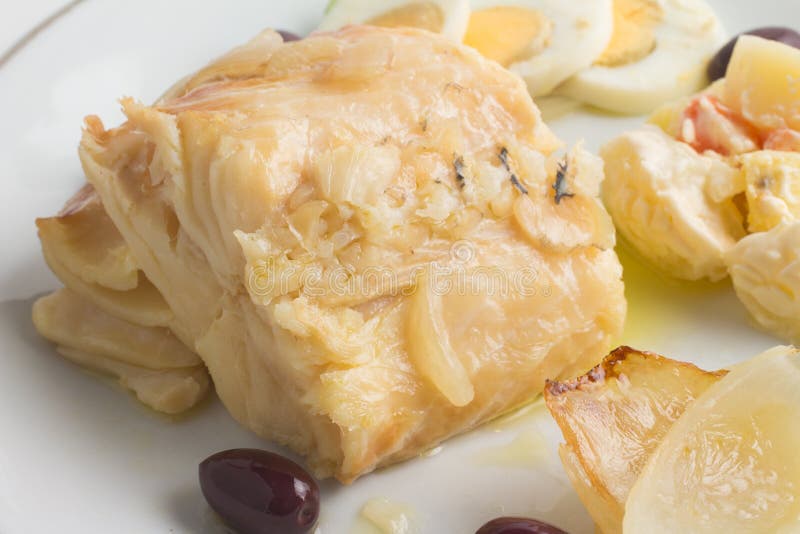 Meal of Boiled Cod Fish stock image. Image of dinner - 83140359
